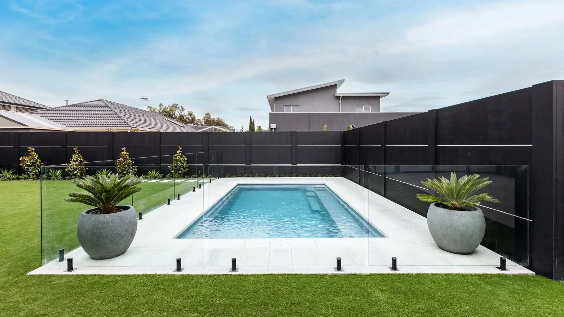 Fence around pool store